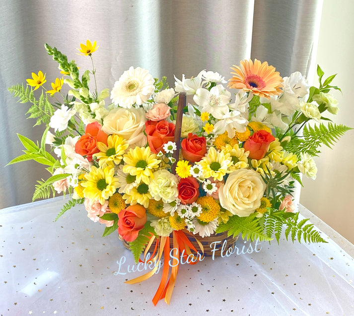 Warm Love Flower Basket – Lucky Star Florist